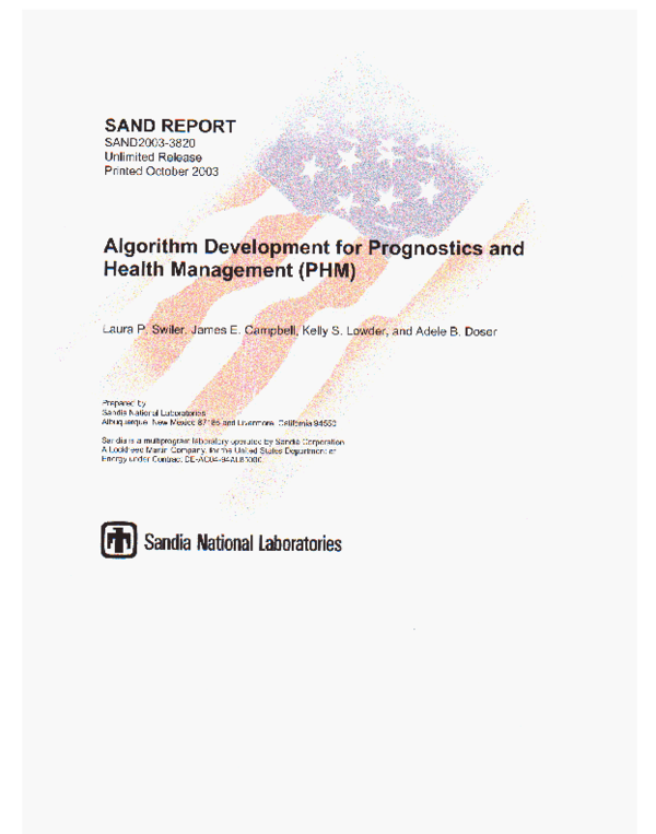 (PDF) Algorithm development for Prognostics and Health Management (PHM)