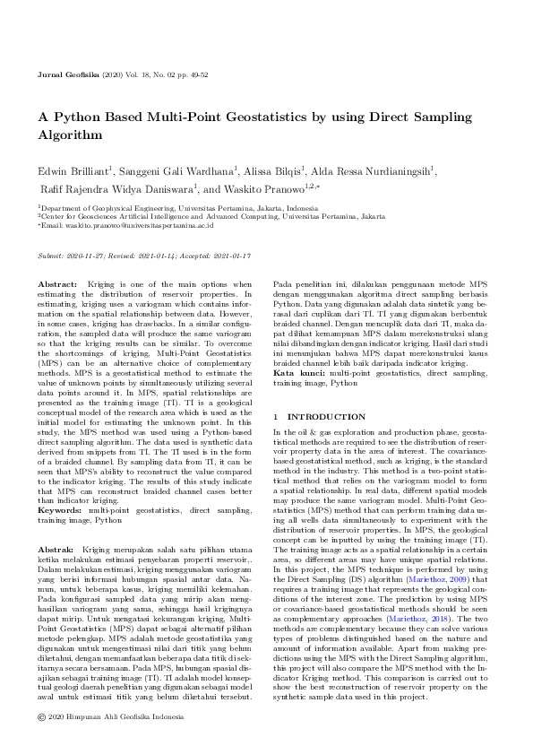 (PDF) A Python Based Multi-Point Geostatistics by using Direct Sampling Algorithm