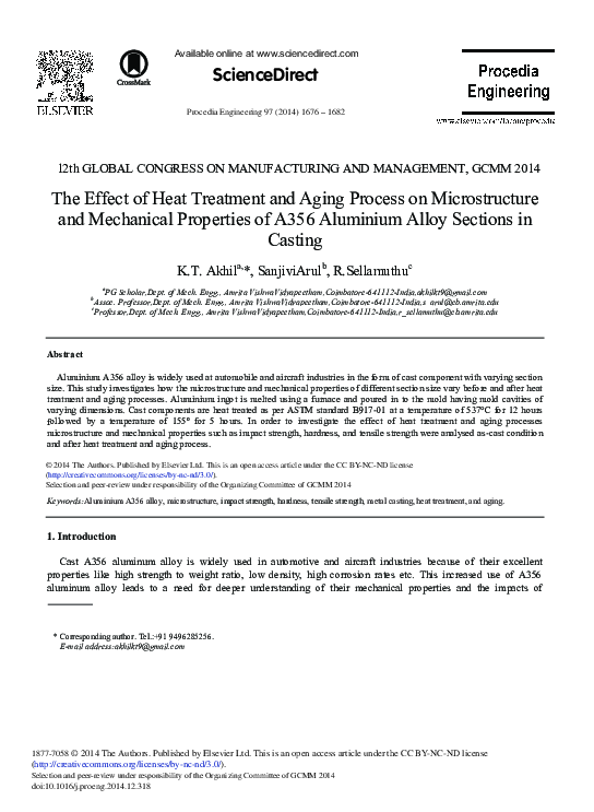 (PDF) The Effect of Heat Treatment and Aging Process on Microstructure and Mechanical Properties ...