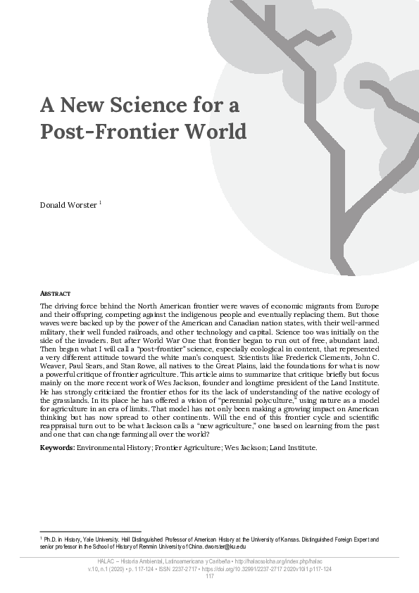 (PDF) A New Science for a Post-Frontier World | Donald Worster ...