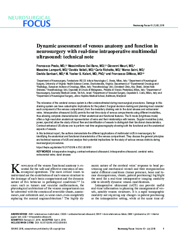 (PDF) Dynamic assessment of venous anatomy and function in neurosurgery ...