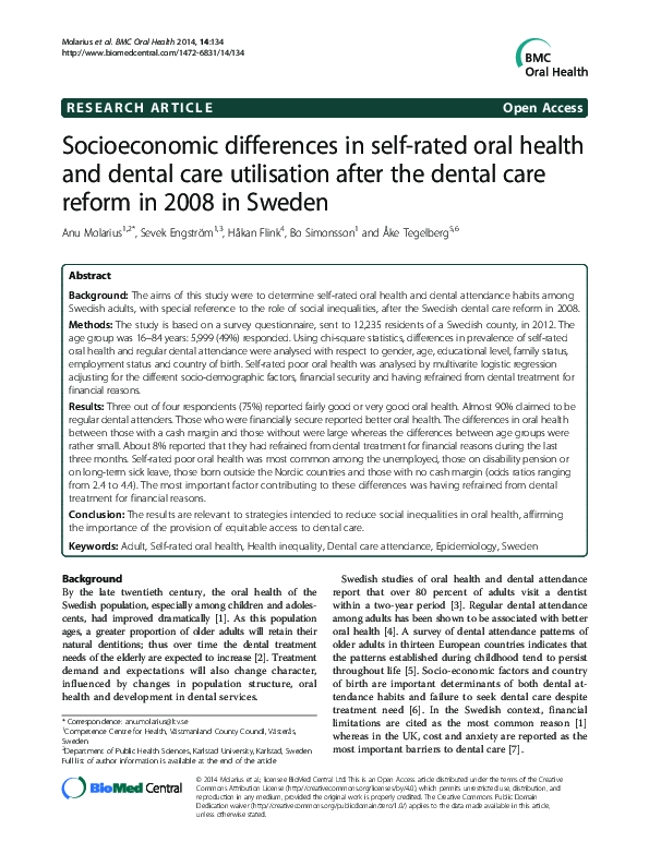 (PDF) Dental utilisation by young adults before and after subsidisation reform in Finland ...