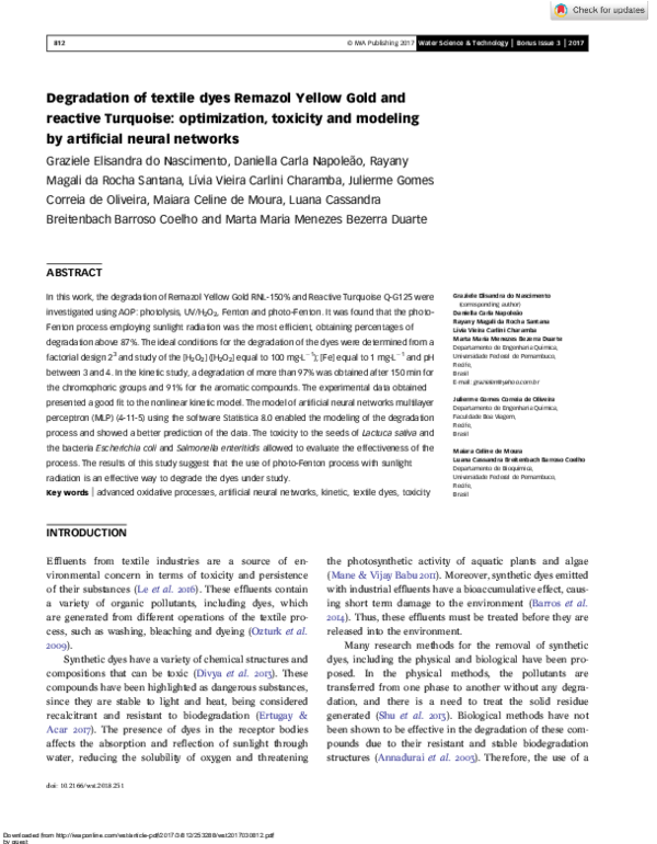 (PDF) Degradation of textile dyes Remazol Yellow Gold and reactive ...
