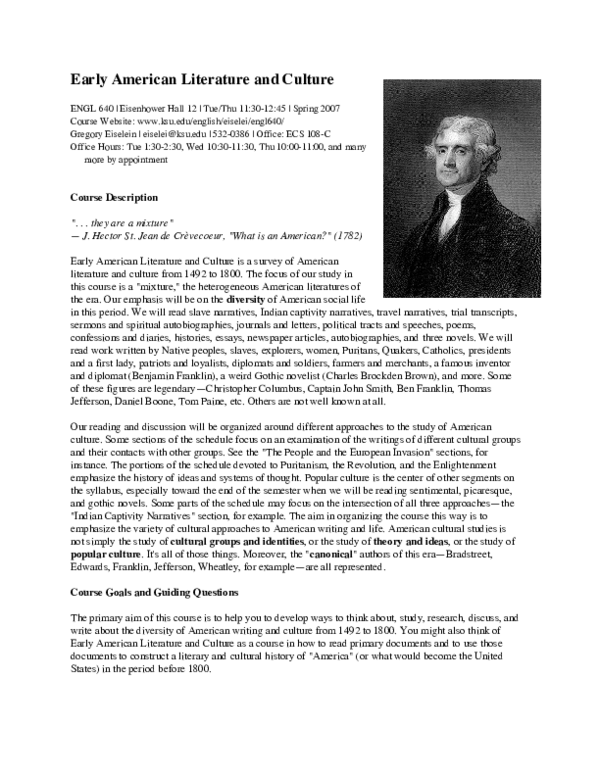 (PDF) Early American Literature and Culture