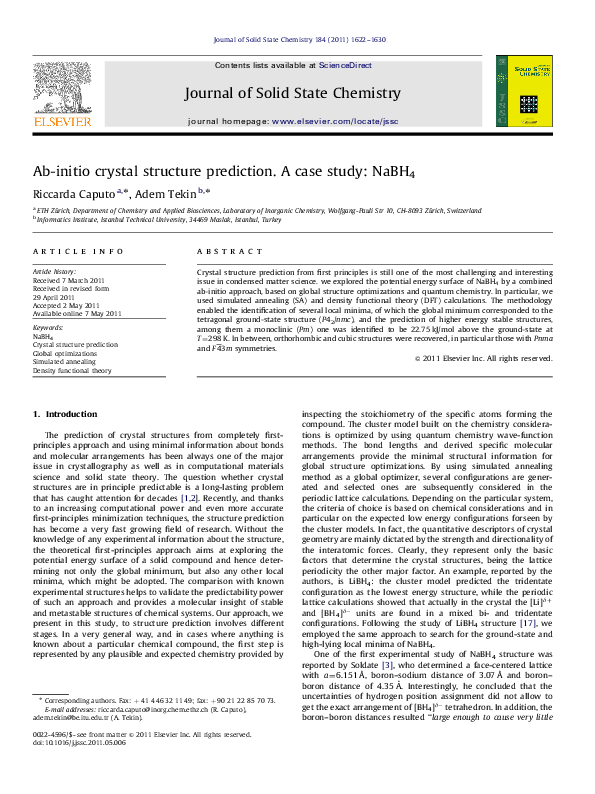 (PDF) Ab-initio crystal structure prediction. A case study: NaBH4