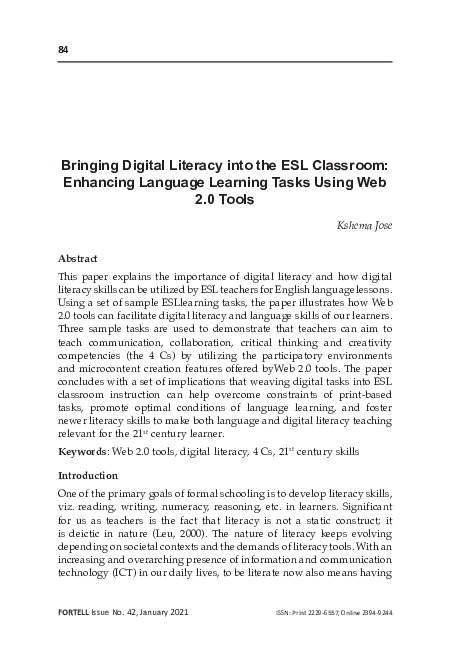 (PDF) Bringing Digital Literacy into the ESL Classroom: Enhancing ...