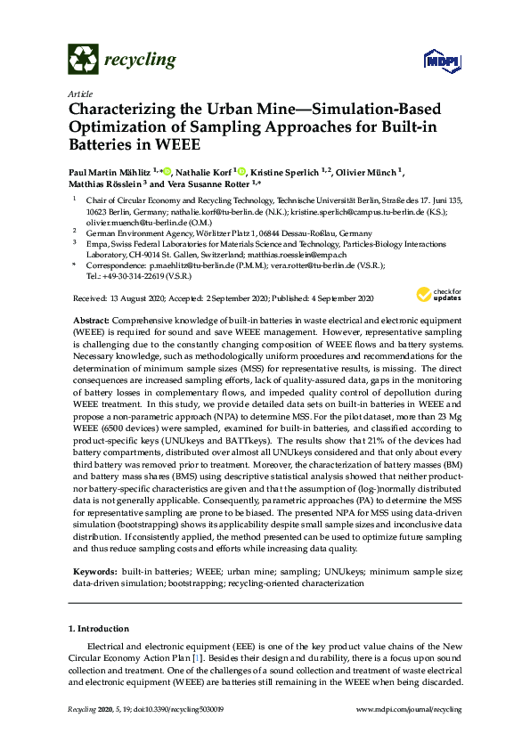 (PDF) Characterizing the Urban Mine—Simulation-Based Optimization of Sampling Approaches for ...