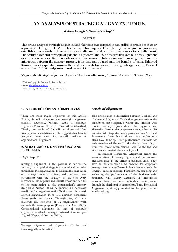 (PDF) An Analysis of Strategic Alignment Tools