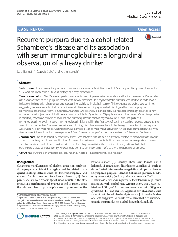 (PDF) Recurrent purpura due to alcohol-related Schamberg’s disease and ...