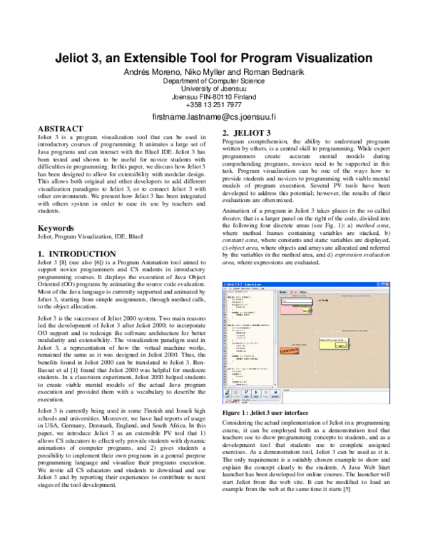 (PDF) Jeliot3, an extensible tool for program visualization