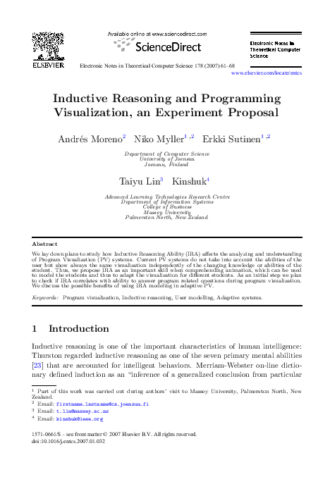 (PDF) Inductive Reasoning and Programming Visualization, an Experiment ...