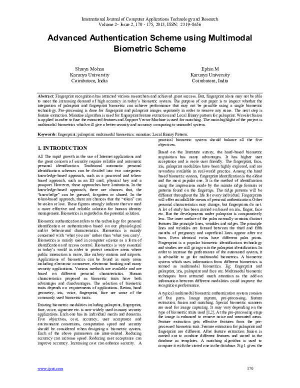 (PDF) Advanced Authentication Scheme using Multimodal Biometric Scheme