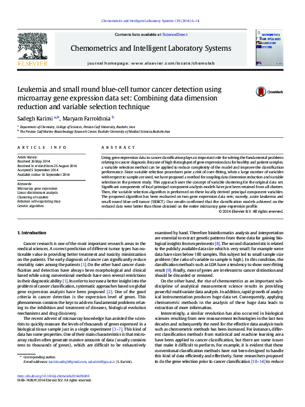 (PDF) Leukemia and small round blue-cell tumor cancer detection using microarray gene expression ...