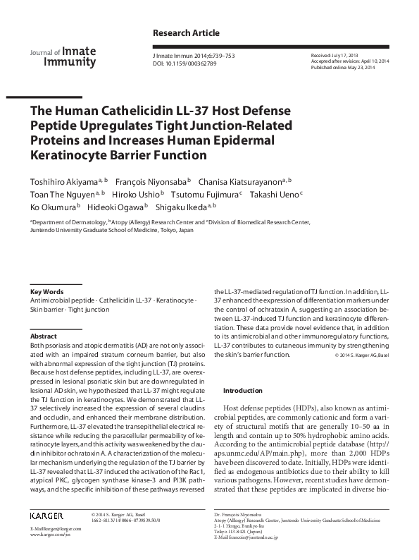 (PDF) The human cathelicidin LL-37 host defense peptide upregulates ...