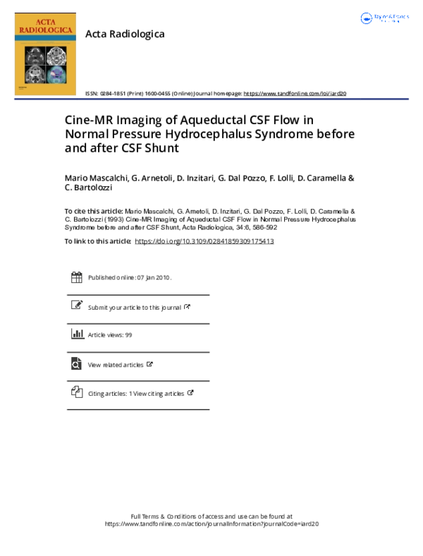 (PDF) Cine-MR Imaging of Aqueductal CSF Flow in Normal Pressure ...
