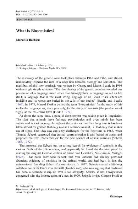 (PDF) What is Biosemiotics?