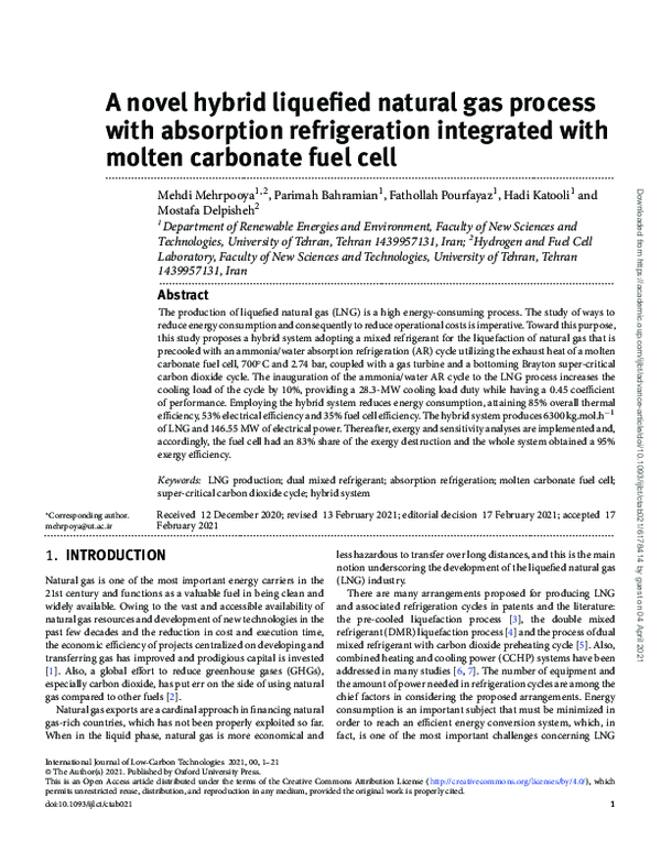 (PDF) A novel hybrid liquefied natural gas process with absorption ...