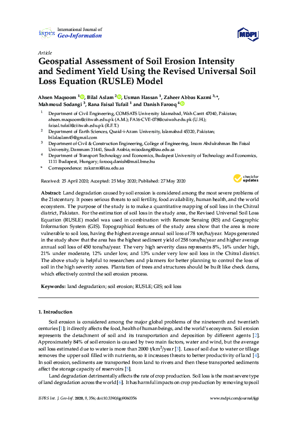 (PDF) Geospatial Assessment of Soil Erosion Intensity and Sediment Yield Using the Revised ...