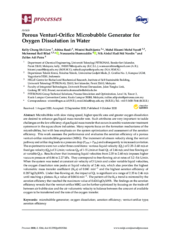 (PDF) Porous Venturi-Orifice Microbubble Generator for Oxygen ...