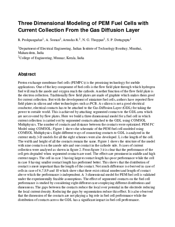 (PDF) Three Dimensional Modeling of PEM Fuel Cells with Current Collection From the Gas ...
