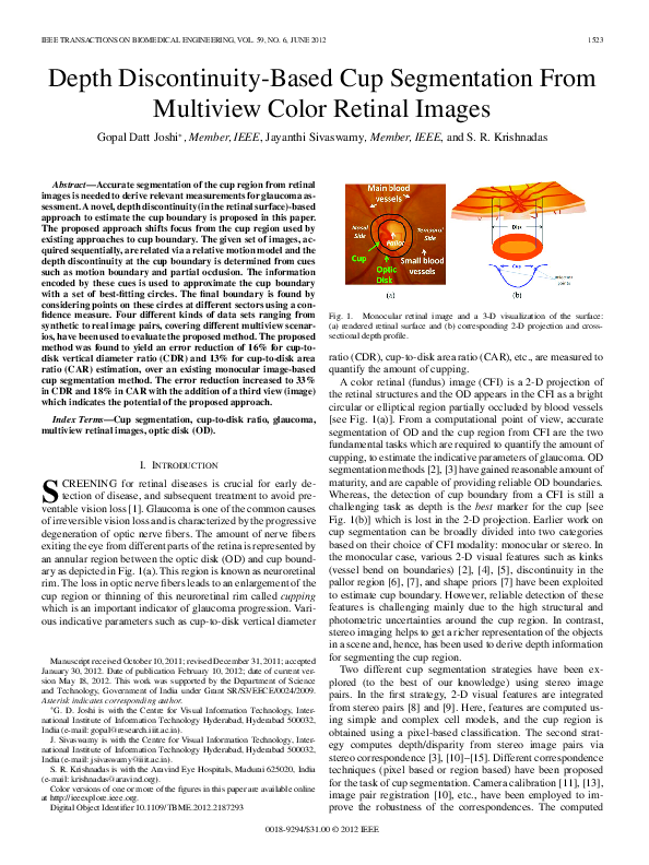 (PDF) Depth Discontinuity-Based Cup Segmentation From Multiview Color ...