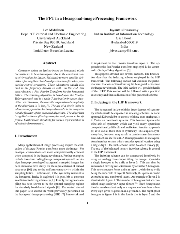 (PDF) The FFT in a hexagonal-image processing framework