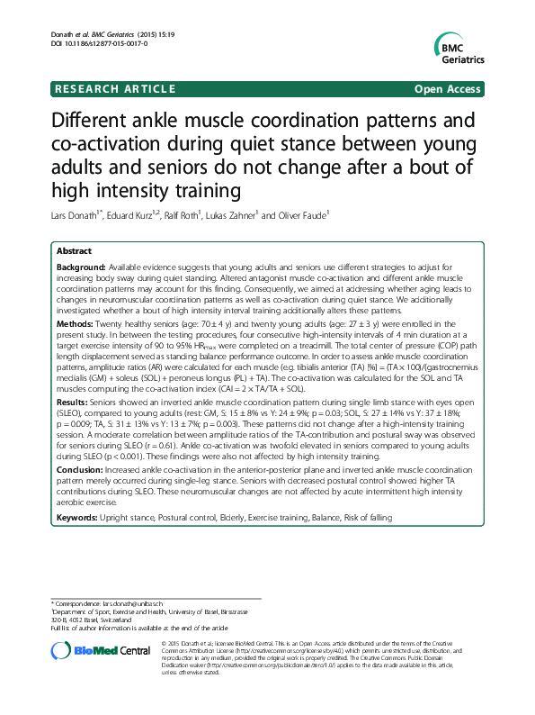 (PDF) Different ankle muscle coordination patterns and co-activation ...