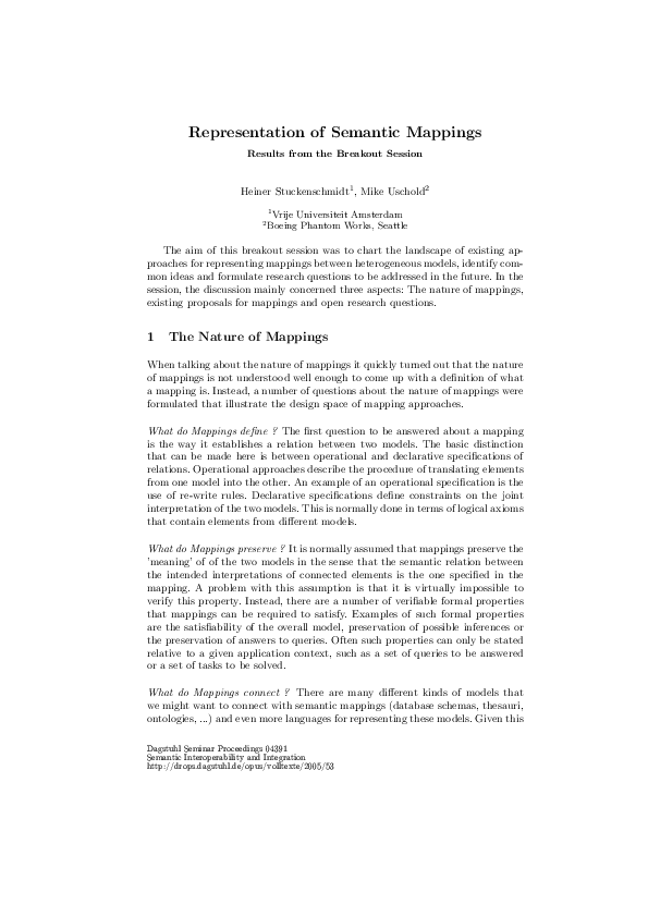 (PDF) Representation of Semantic Mappings