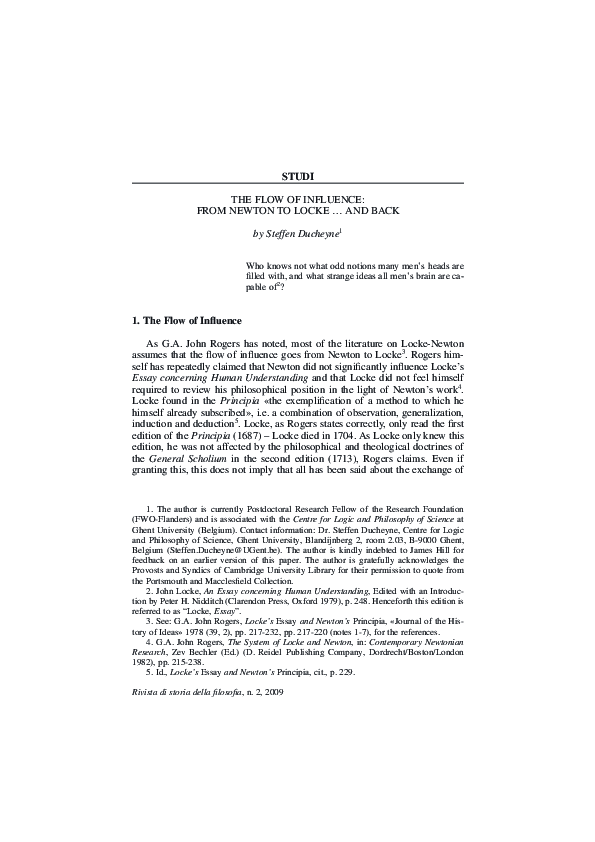 (PDF) The flow of Influence: from Newton to Locke.. and Back