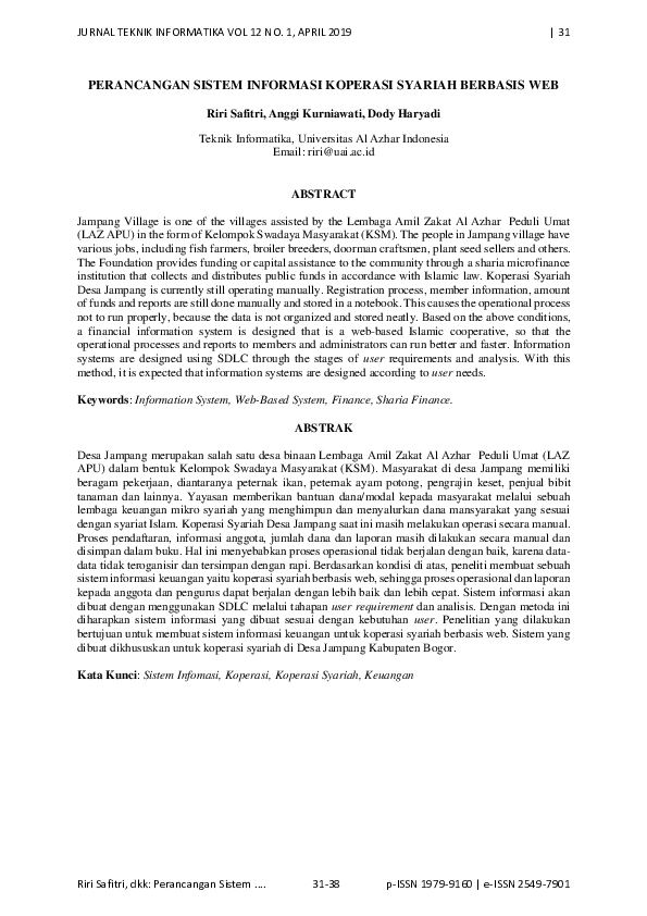 (PDF) Perancangan Sistem Informasi Koperasi Syariah Berbasis Web