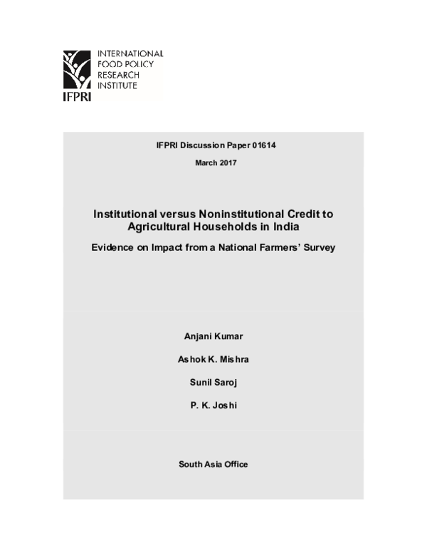 (PDF) Institutional versus non-institutional credit to agricultural ...