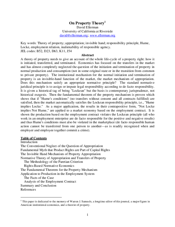 (PDF) On Property Theory