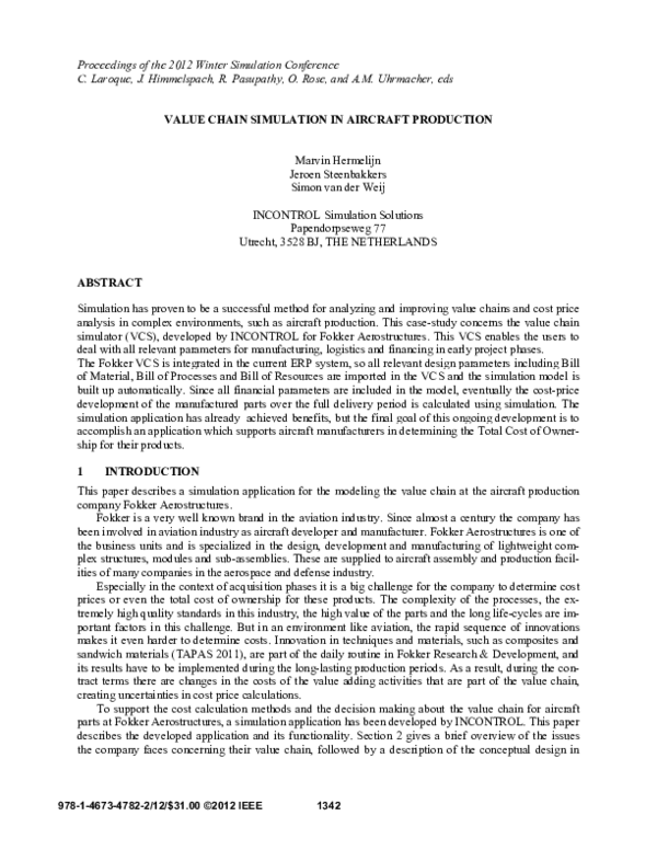 (PDF) Value chain simulation in aircraft production
