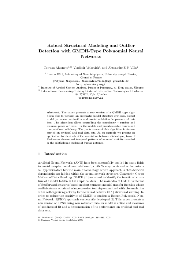 (PDF) Robust structural modeling and outlier detection with GMDH-type polynomial neural networks