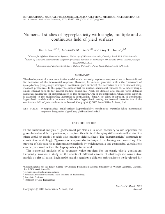 (PDF) Numerical studies of hyperplasticity with single, multiple and a ...