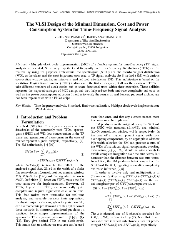 (PDF) The VLSI design of the minimal dimension, cost and power consumption system for time ...