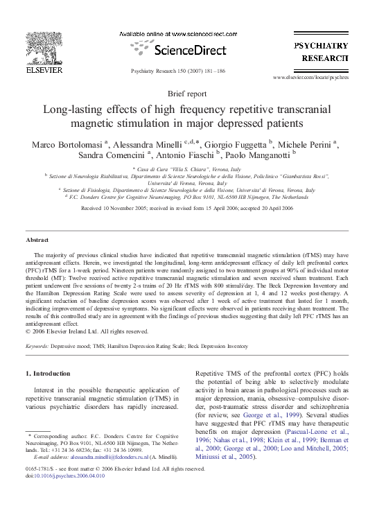 (PDF) Long-lasting effects of high frequency repetitive transcranial magnetic stimulation in ...