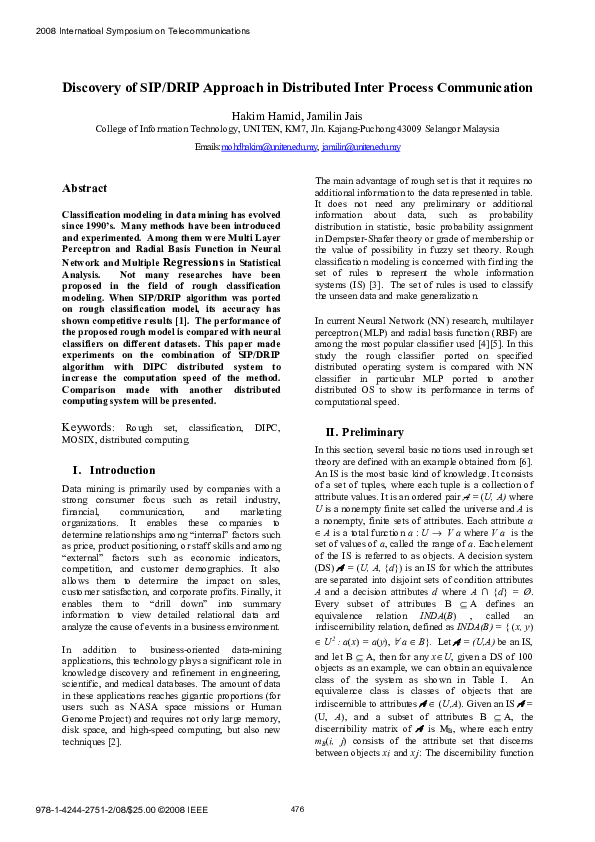 (PDF) Discovery of SIP/DRIP approach in distributed inter process communication