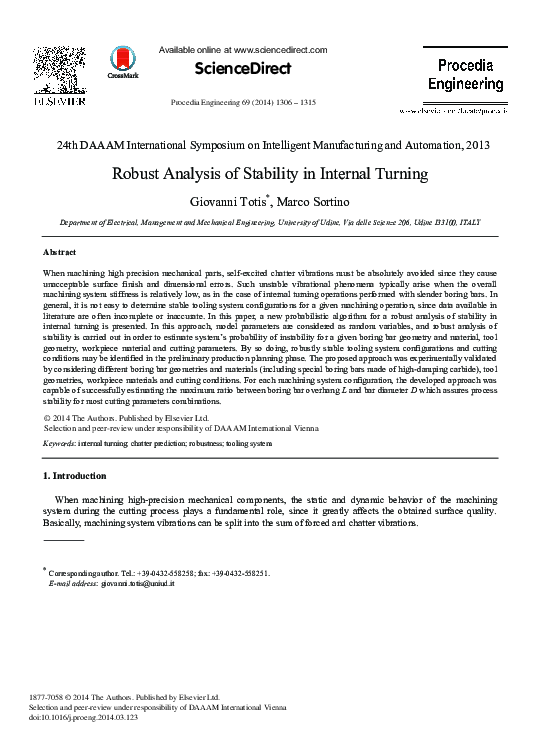 (PDF) Robust Analysis of Stability in Internal Turning