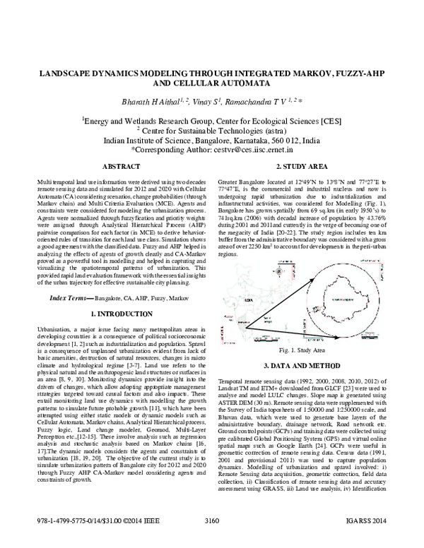 (PDF) Landscape dynamics modeling through integrated Markov, Fuzzy-AHP and cellular automata