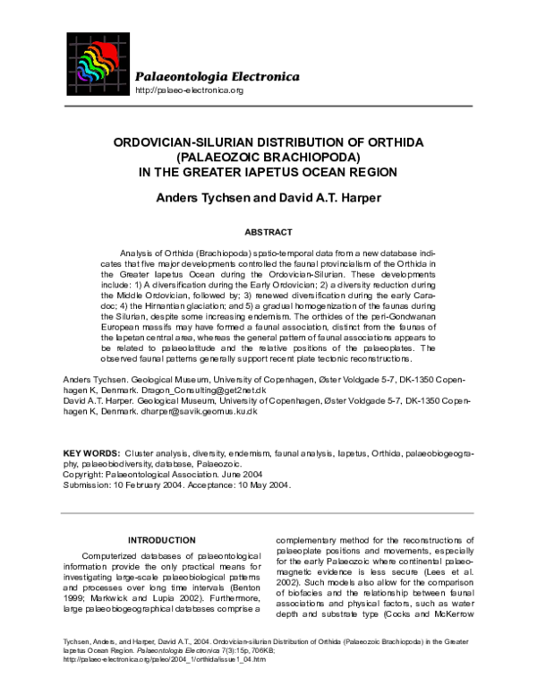 (PDF) Ordovician-Silurian distribution of Orthida (Palaeozoic ...