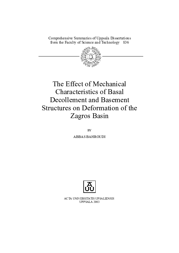 (PDF) The effect of mechanical characteristics of basal decollment and ...