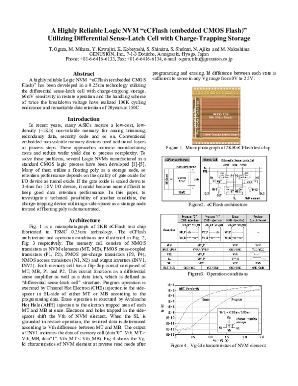 (PDF) A Highly Reliable Logic NVM "eCFlash (Embedded CMOS Flash ...