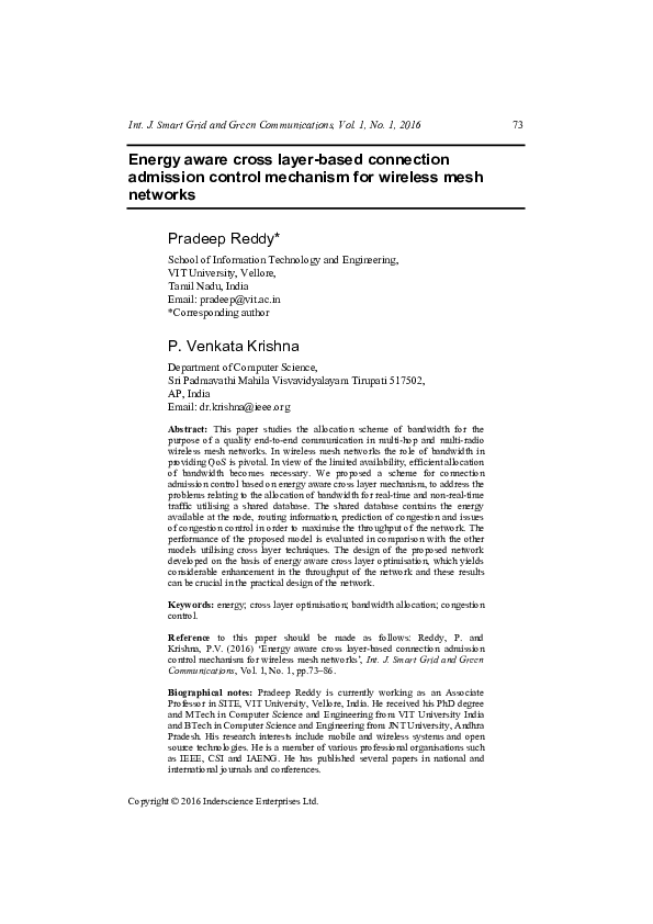 Pdf Energy Aware Cross Layer Based Connection Admission Control
