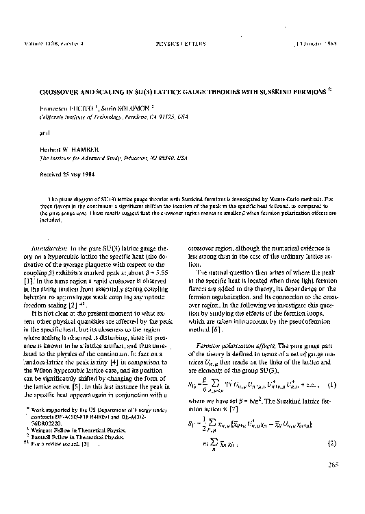 (PDF) Crossover and scaling in SU(3) lattice gauge theories with Susskind fermions