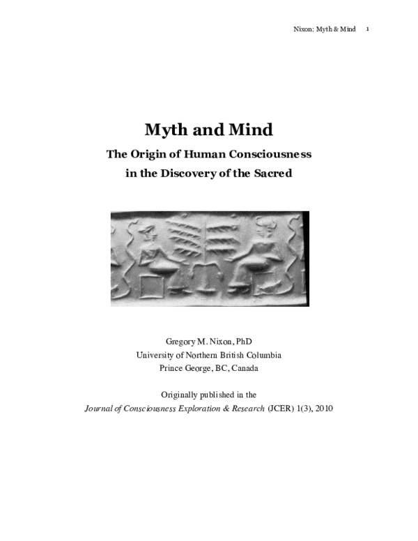 (PDF) Myth & Mind: The Origin of Human Consciousness in the Discovery ...
