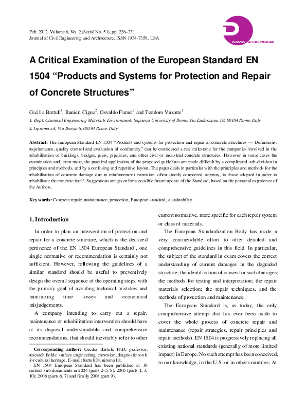 (PDF) A Critical Examination of the European Standard EN 1504 “Products ...
