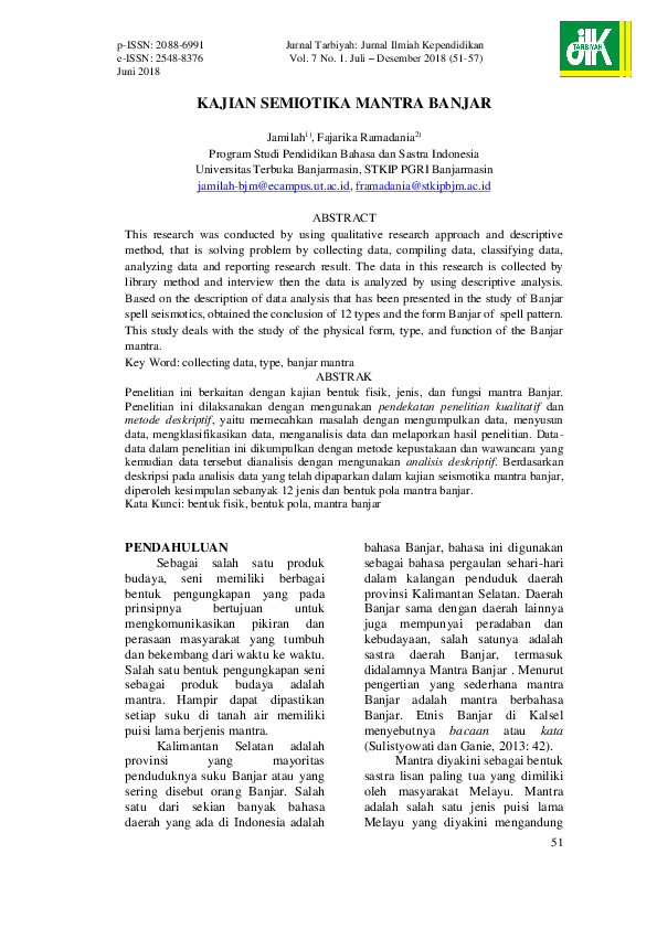(PDF) Kajian Semiotika Mantra Banjar