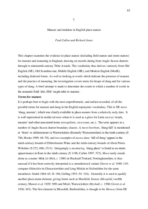 (PDF) Manure and middens in English place-names