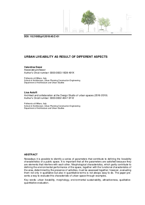 (PDF) Urban Liveability as Result of Different Aspects
